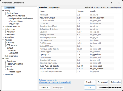 foobar2000-DSD 04 - Components - La Maison Bleue